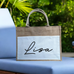 Personalised Jute/Burlap Tote Bag with Canvas Pocket – Wattle Lane Designs
